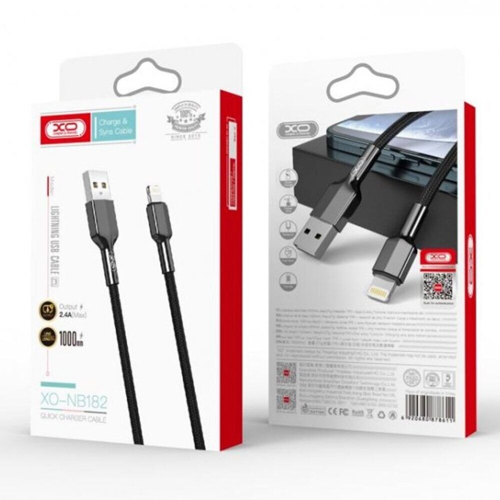 Кабель XO lightning NB182 2.4A/1m Black XO Кабели